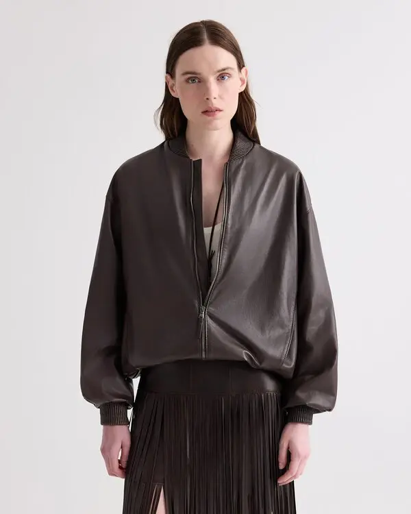 TWP Bubble Hem Bomber Jacket In Dolce Leather