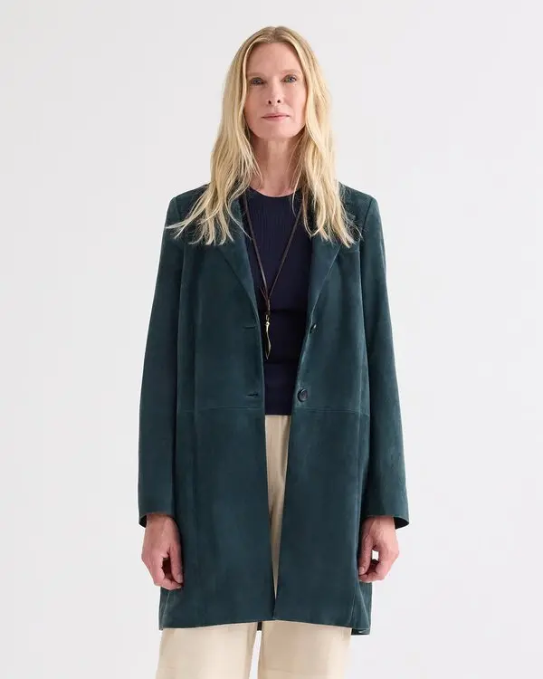 TWP Easy Car Coat In Luxe Suede