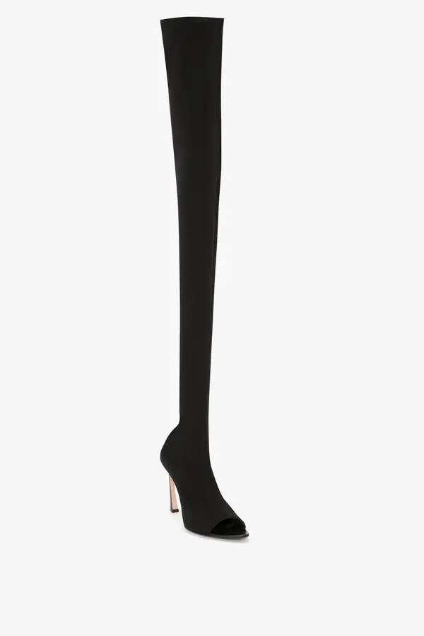 Victoria Beckham Harlow Peep Toe Stretch Jersey Boot
