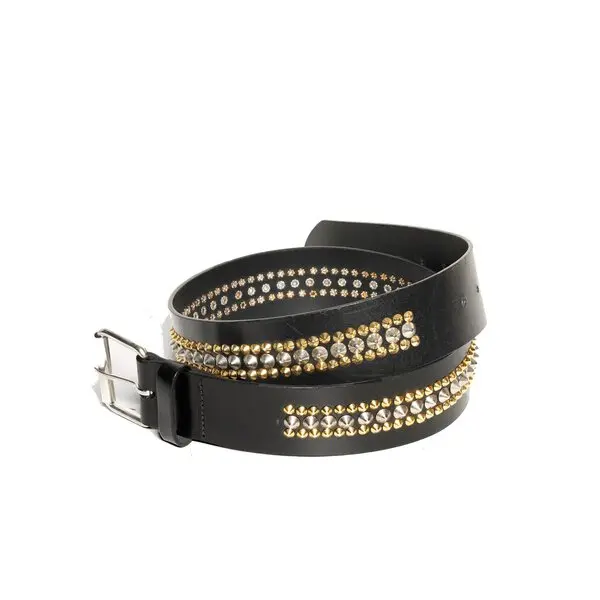 STUART TREVOR Goldstar Gold & Silver Studded Leather Belt