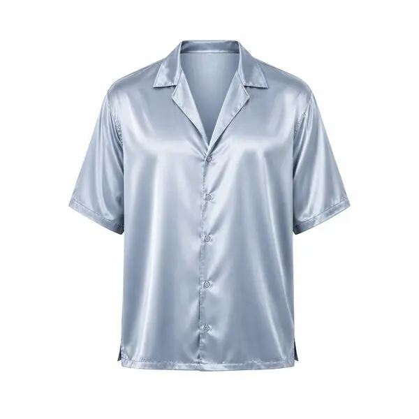 HUSTLE Pearl Grey Satin-shirt