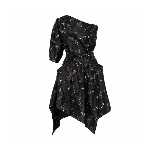 STUART TREVOR Floral Embroidered Taffeta Pirate Dress
