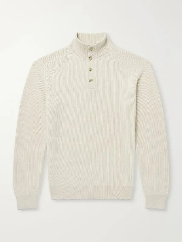Fedeli Kyoto Ribbed Cashmere Polo Shirt