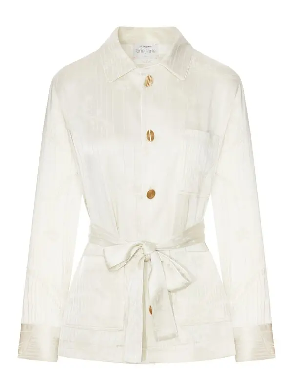 FORTE_FORTE Jacquard Jacket With Waist Belt