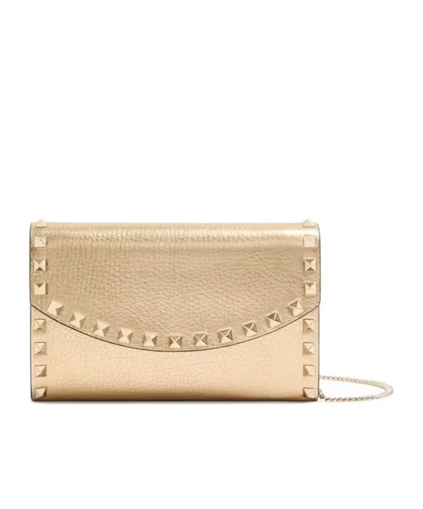 Valentino Garavani Rockstud Foldover Top Wallet - Nude