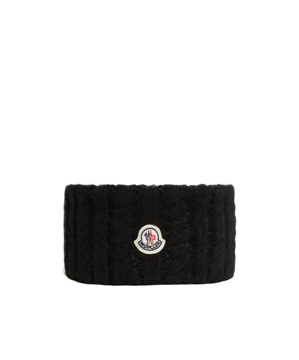 Moncler Cable Knit Alpaca Blend Headband - Black