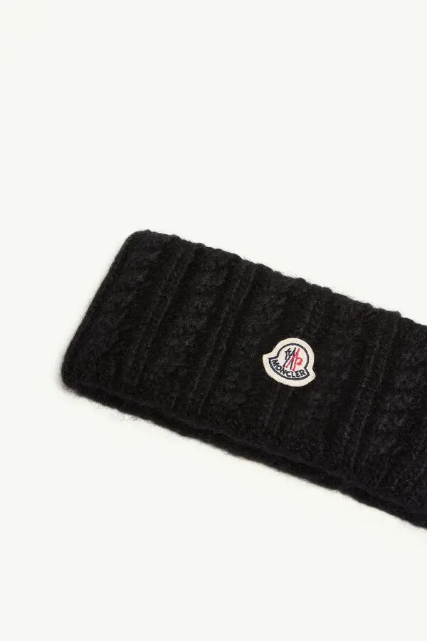 Moncler Cable Knit Alpaca Blend Headband - Black