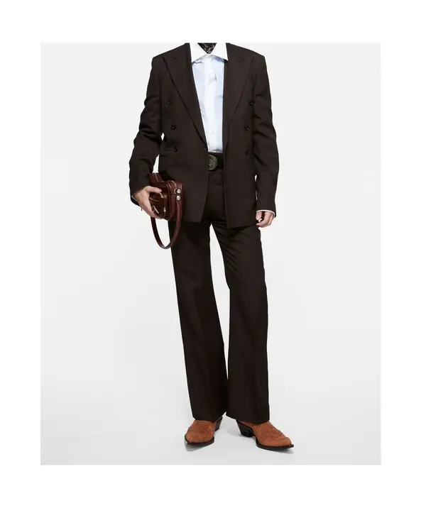 Acne Studios Tailored Herringbone Trousers - Chocolate Brown