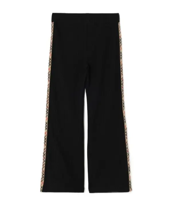 Burberry Check Trim Stretch Cotton Flared Trousers