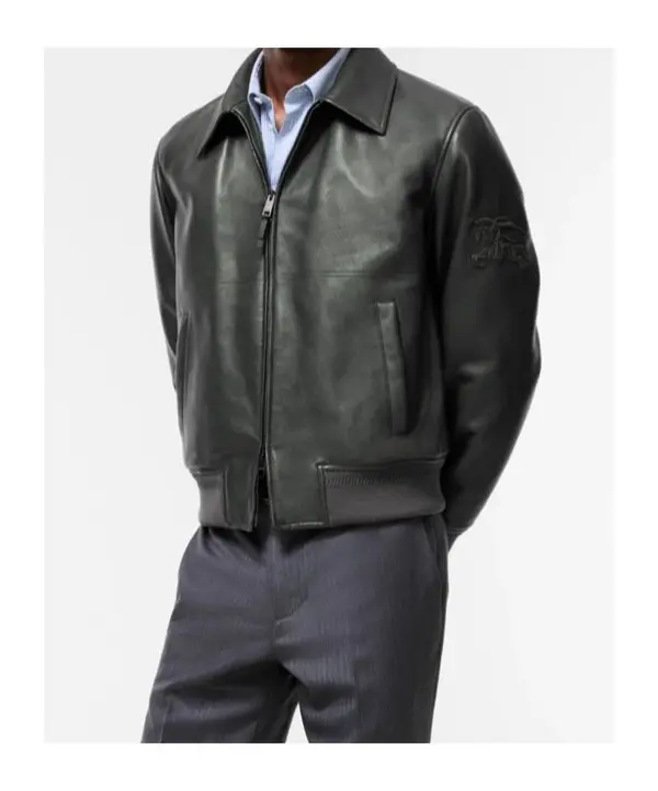 Burberry Leather Bloomsbury Bomber Jacket