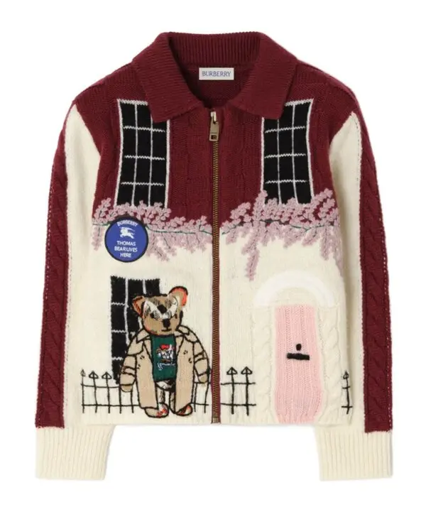 Burberry Townhouse Bear Wool Cashmere Cardigan