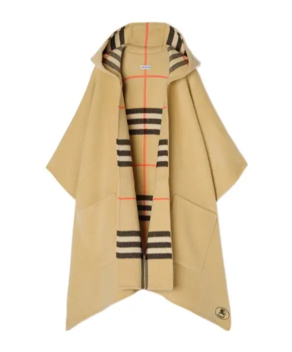 Burberry Check Cashmere Hooded Cape