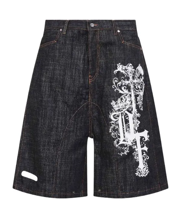 PDFCHANNEL Graphic Loose-fit Denim Shorts