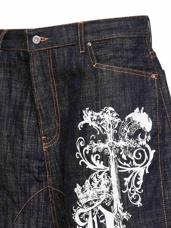 PDFCHANNEL Graphic Loose-fit Denim Shorts