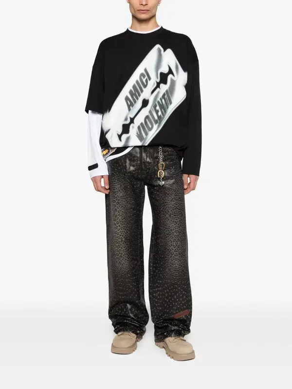 PDFCHANNEL Pdf Spotted Straight-leg Jeans