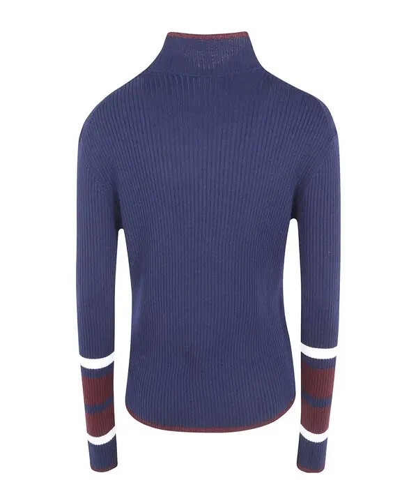 Mantū Striped Sleeve Sweater - Navy