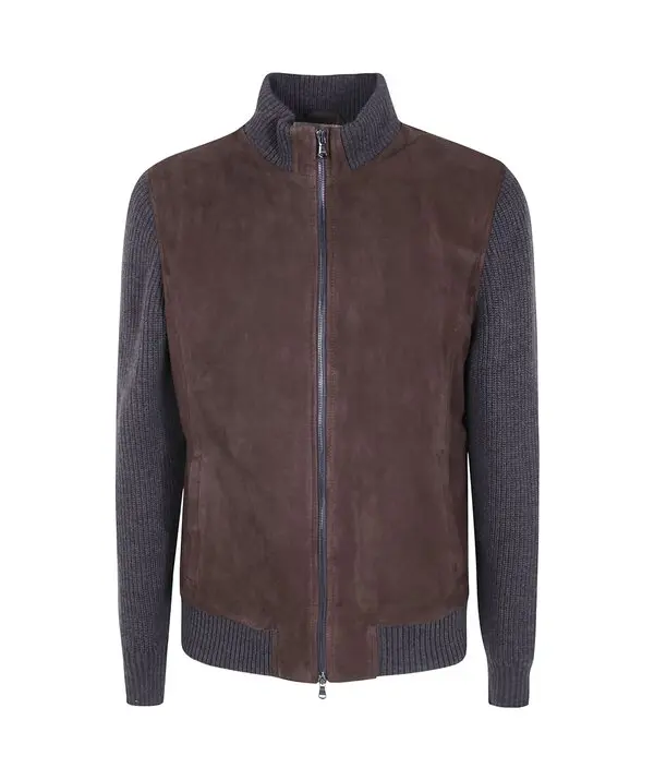 BARBA NAPOLI Zippered Patchwork Leather Jacket