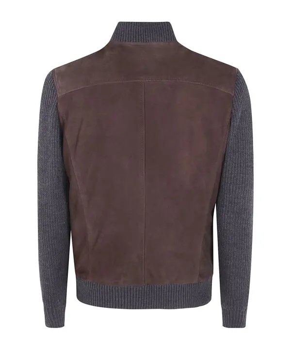 BARBA NAPOLI Zippered Patchwork Leather Jacket
