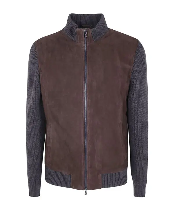 BARBA NAPOLI Zippered Patchwork Leather Jacket
