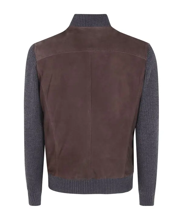 BARBA NAPOLI Zippered Patchwork Leather Jacket