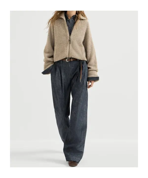 Brunello Cucinelli Sparkling Monili Denim Trousers - Black