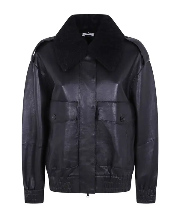 P.a.r.o.s.h Long-sleeve Leather Jacket With A Lapel Collar