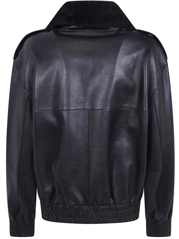 P.a.r.o.s.h Long-sleeve Leather Jacket With A Lapel Collar