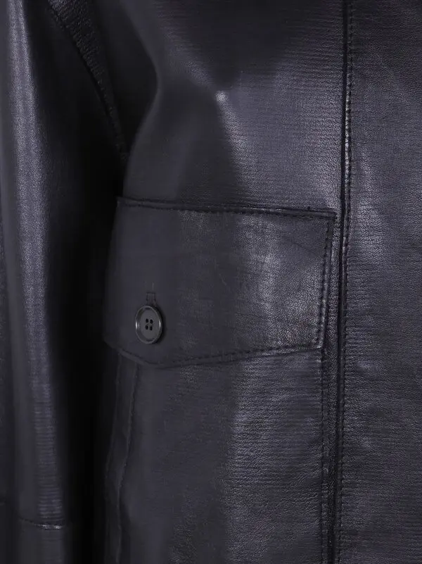 P.a.r.o.s.h Long-sleeve Leather Jacket With A Lapel Collar