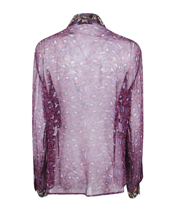 Dries Van Noten Sheer Chiffon Sequin Embellished Shirt