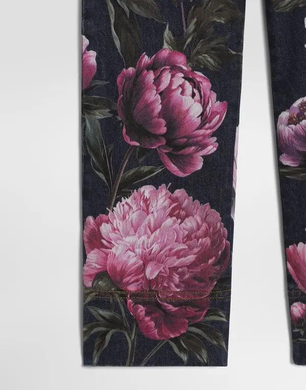 Dolce & Gabbana Peony-print Denim Trousers