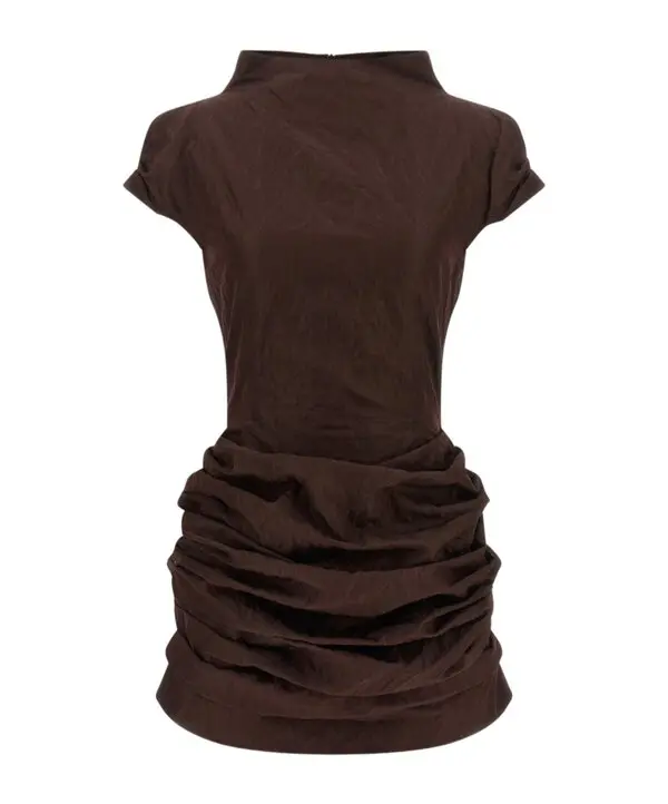 Magda Butrym Draped High-neck Mini Dress