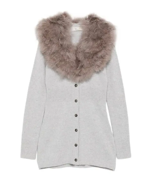 Blumarine Fur-trimmed Long-sleeve Cardigan
