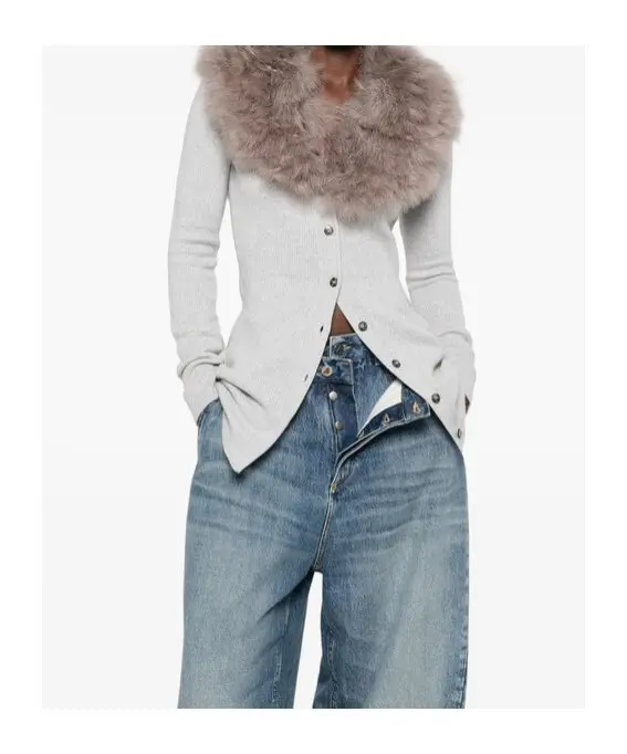 Blumarine Fur-trimmed Long-sleeve Cardigan