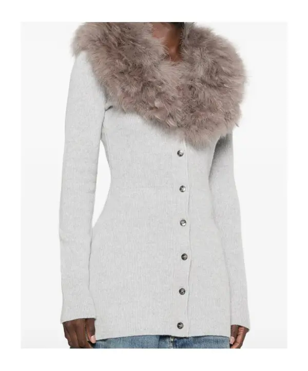 Blumarine Fur-trimmed Long-sleeve Cardigan