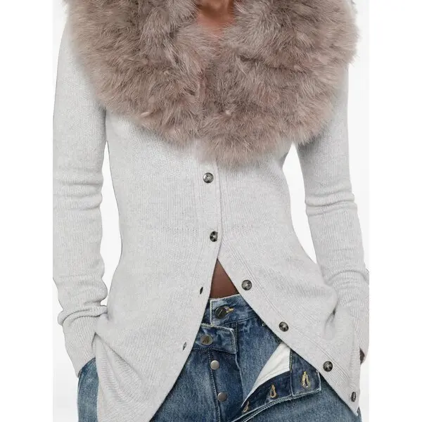 Blumarine Fur-trimmed Long-sleeve Cardigan
