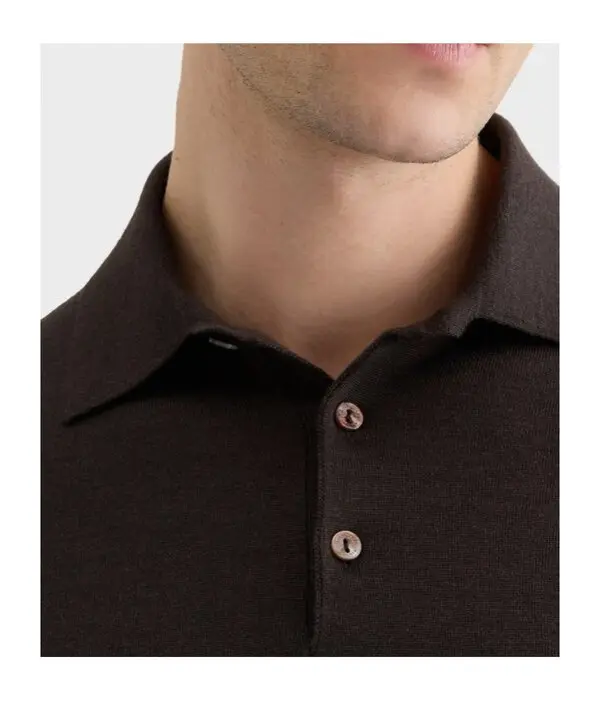 Agnona Long-sleeve Polo Shirt - Dark Brown
