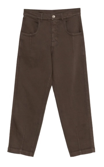 Eleventy Buttoned Straight-leg Trousers - Moro