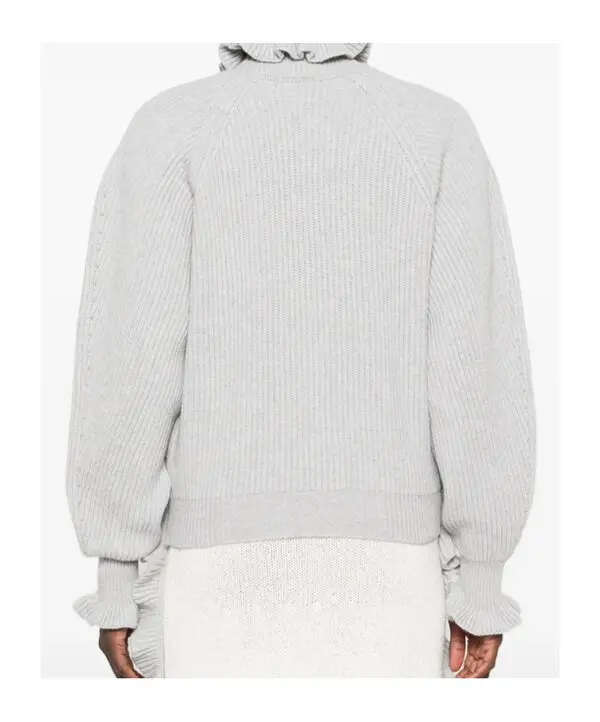 Blumarine Ruffled High-neck Long-sleeve Knit Top