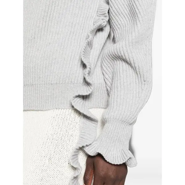 Blumarine Ruffled High-neck Long-sleeve Knit Top