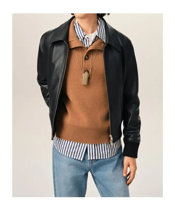 AMI Paris Lamb Leather Zipped Jacket