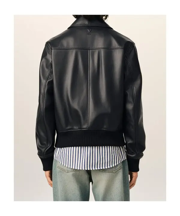 AMI Paris Lamb Leather Zipped Jacket