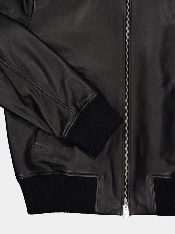 AMI Paris Lamb Leather Zipped Jacket - Black