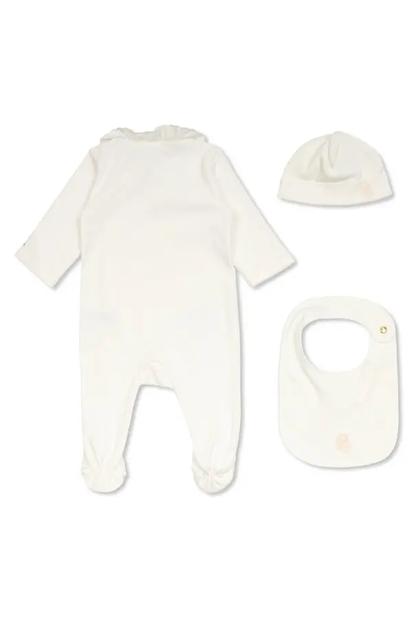 Chloé Long-sleeve Bodysuit, Hat, And Bib Set