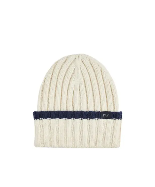 FAY Wool Beanie Hat - White
