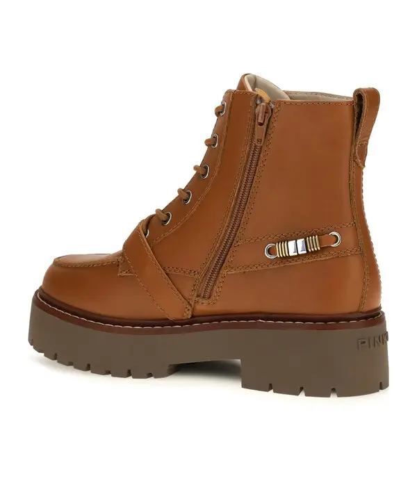 Pinko Round Toe Buckle Detailed Boots