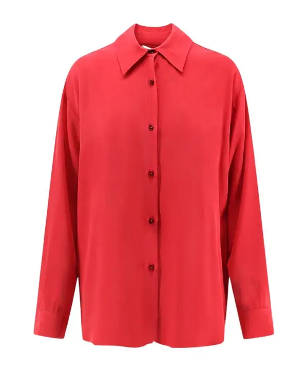 ALYSI Pointed-collar Silk Shirt - Red