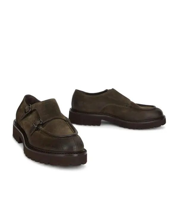 DOUCAL'S Suede Monk Strap Loafers