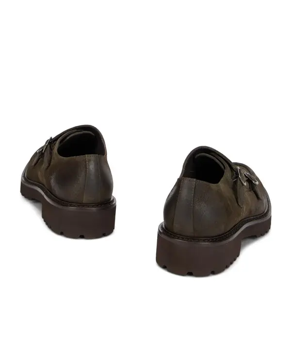 DOUCAL'S Suede Monk Strap Loafers