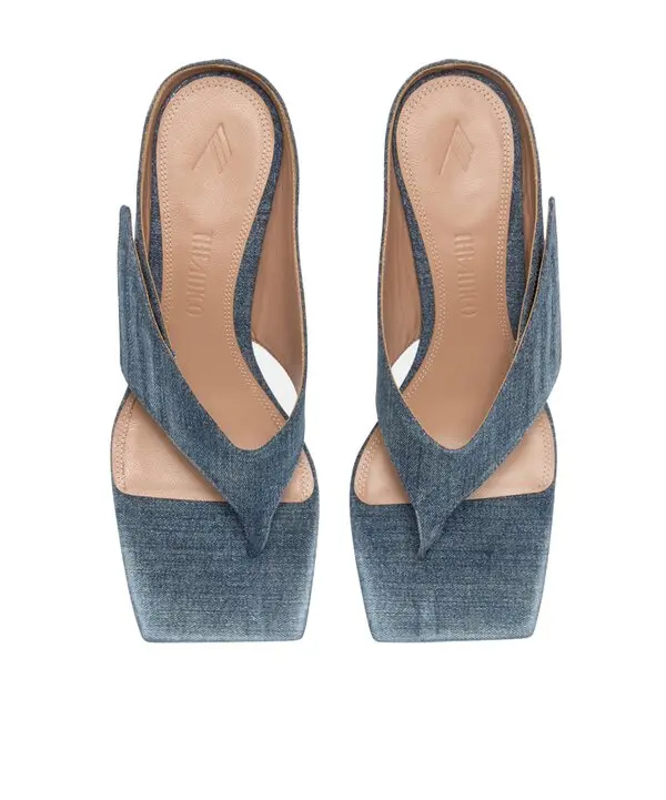 Attico Asymmetric Wedge Thong Sandals - Blue