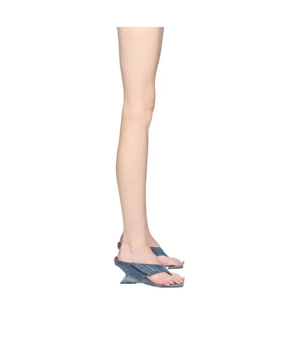 Attico Asymmetric Wedge Thong Sandals - Blue